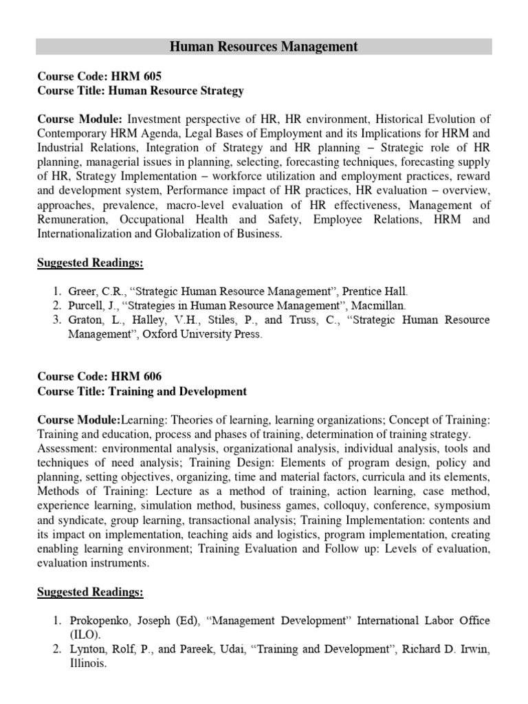 HRM Courses | Download Free PDF | Human Resource Management | Leadership