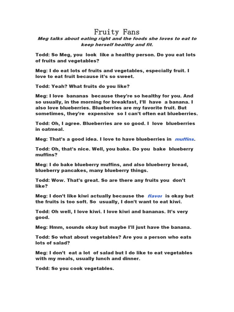 Fruity Fans - Transitive Verb | PDF | Verb | Meal