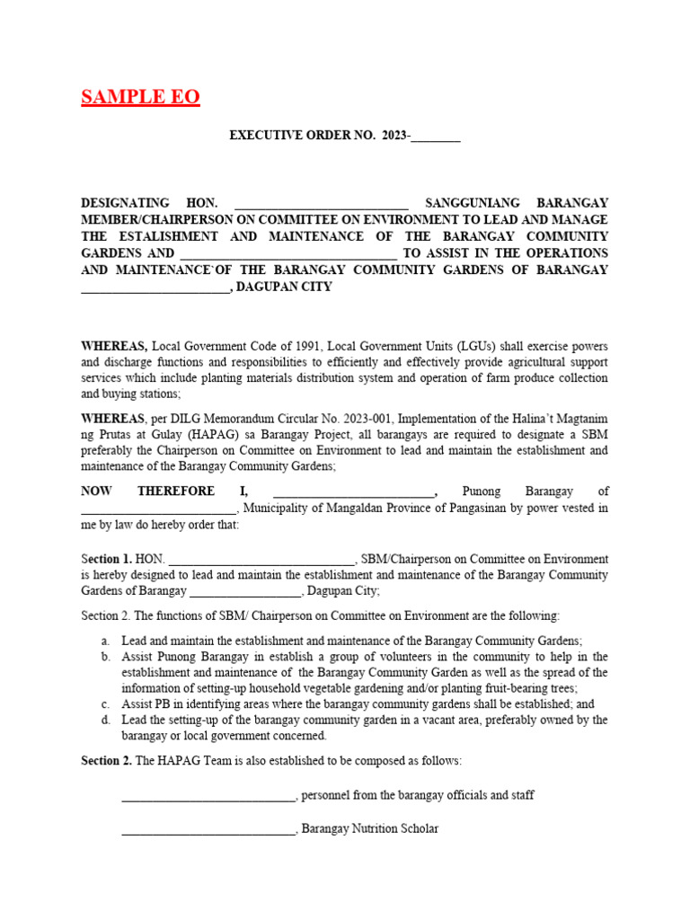 Executive Order Hapag | PDF | Agriculture