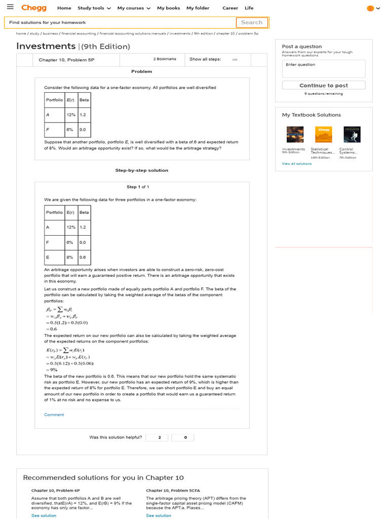 Solved - Consider The Following Data For A One-Factor Economy. A ... Solved - Consider The Following Data For A One-Factor Economy. A ...