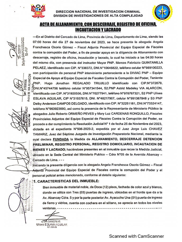 Acta de Allanamiento - Piso 9 | PDF