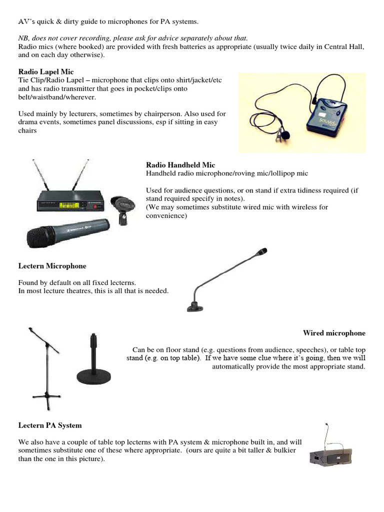 Av Quick Mics Guide | PDF