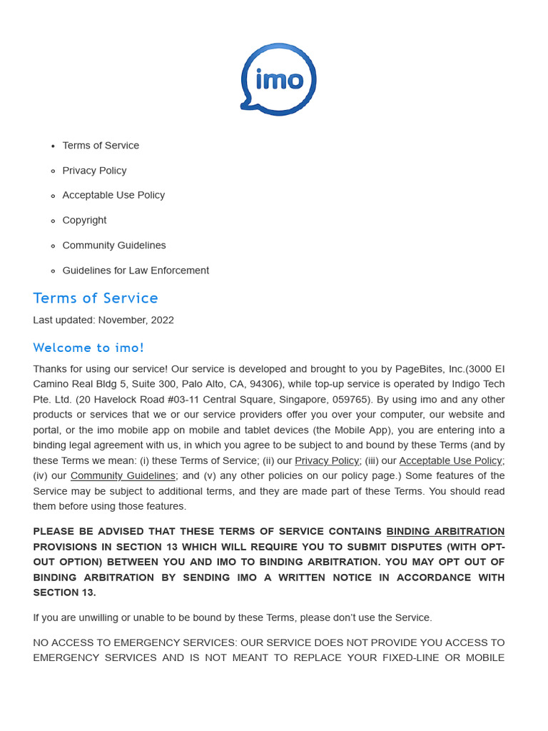 Terms of Service - Imo Messenger | PDF | Arbitration | Product Liability