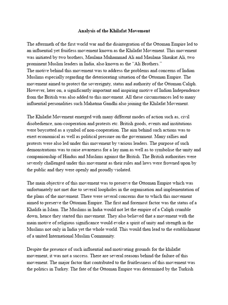 Khilafat Movement | PDF | Caliphate
