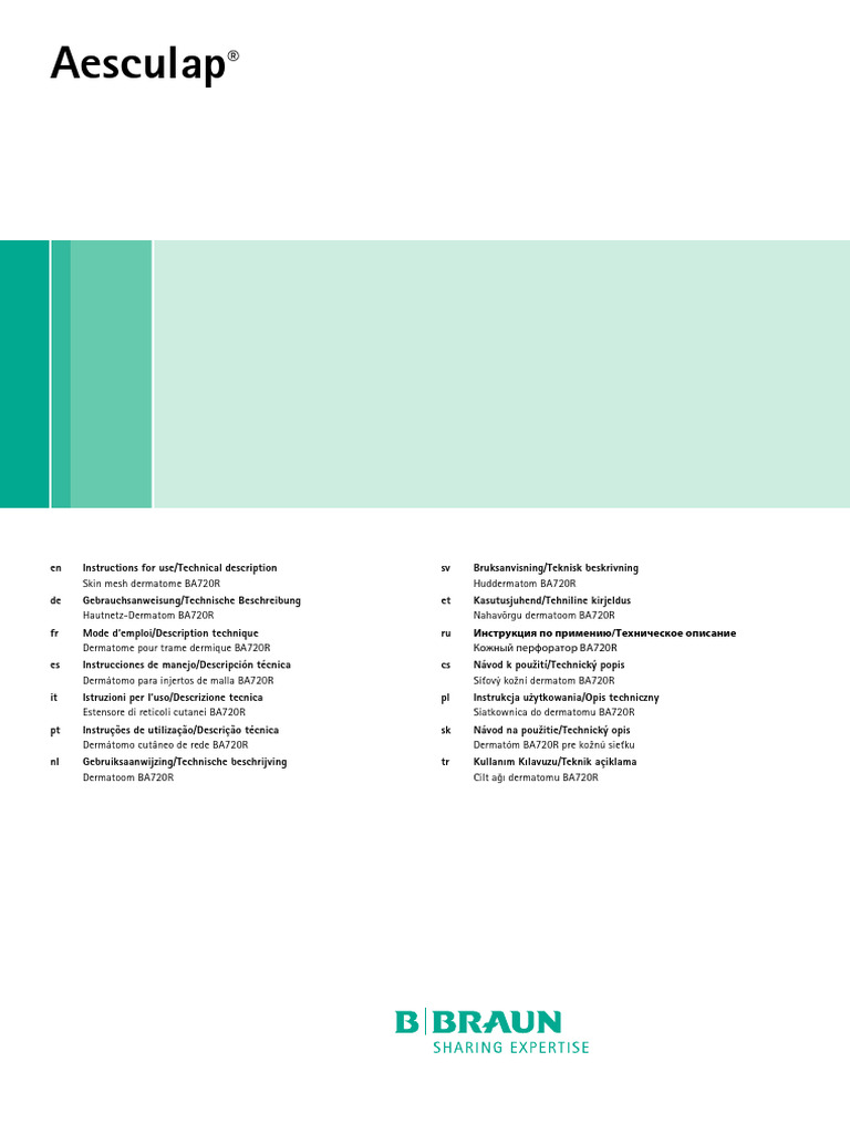 Aesculap Ba720r | PDF | Sterilization (Microbiology) | Disinfectant