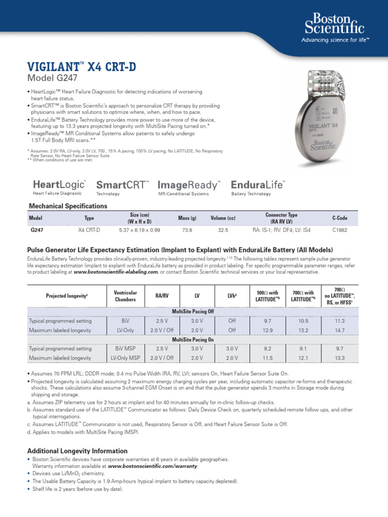 CRM - Vigilant X4 CRTD | PDF | Artificial Cardiac Pacemaker | Heart