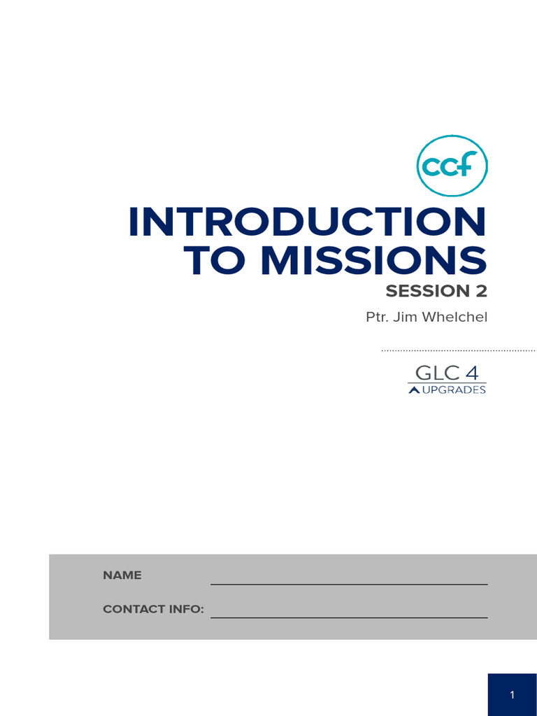 2017 GLC 4 Intro To Missions Handout Session 2 REF | PDF | Christian ...