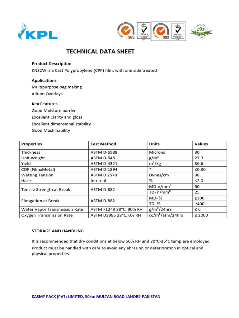 TDS (CPP Lamination-30 | PDF