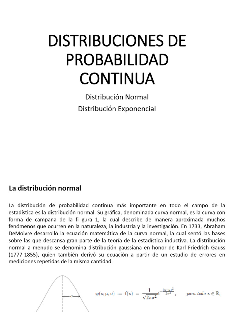 DISTRIBUCIÓN CONTINUA NORMAL Y EXPONENCIAL | PDF | Distribución normal | Matemáticas