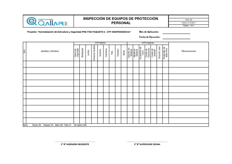 Inspeccion de EPP | PDF
