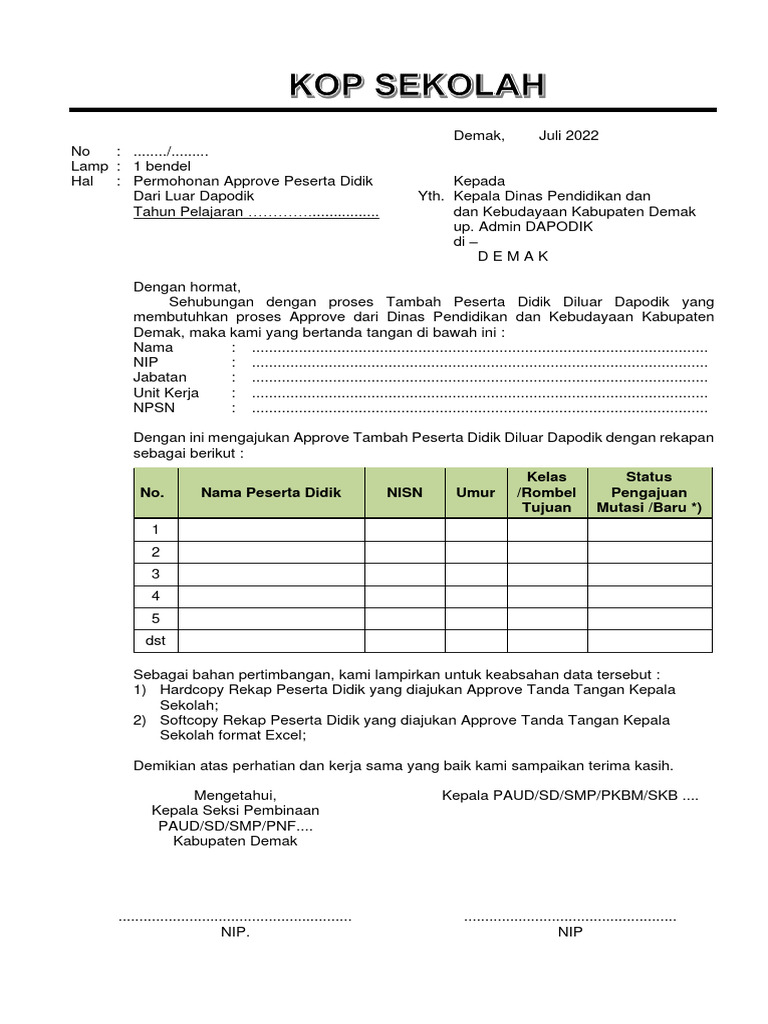 Surat Permohonan Approve Tambah PD 2022 | PDF Surat Permohonan Approve Tambah PD 2022 | PDF