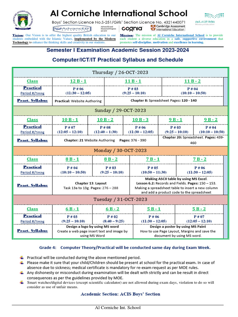 Practical Syllabus and Schedule Semester I SESSION 2023-2024 | Download Free PDF | Computing