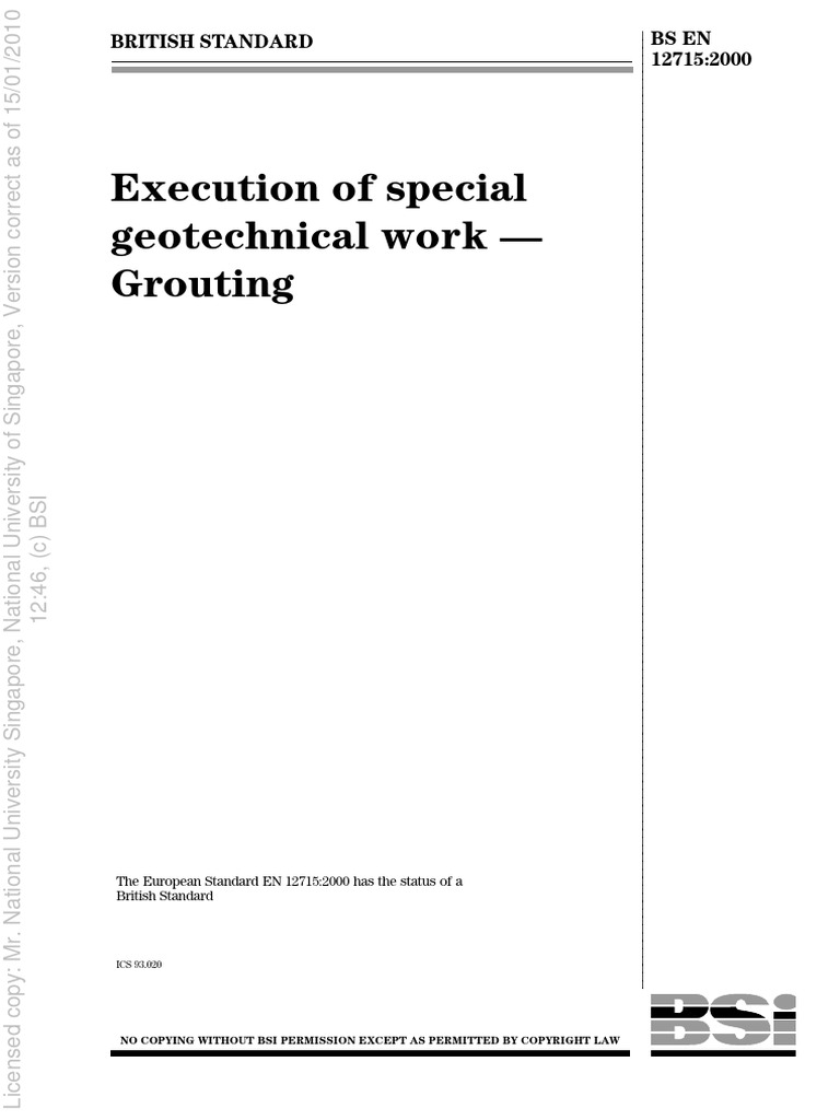 BS EN 12715 2000 Grouting | PDF | Civil Law (Common Law) | Justice