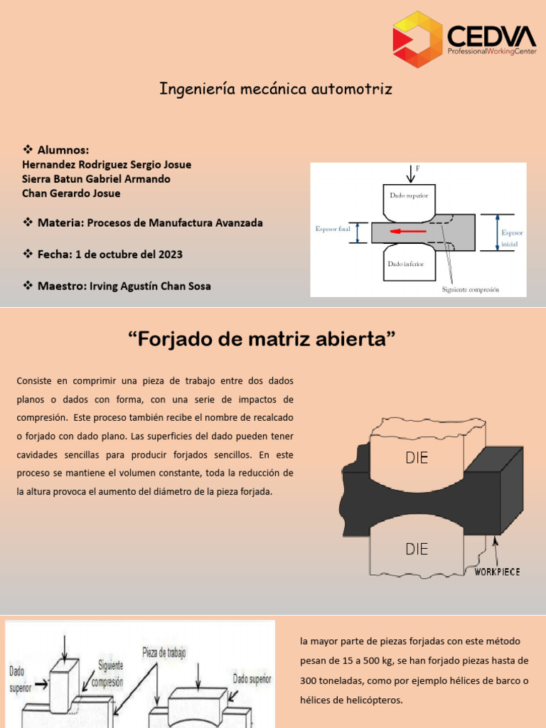 Forjado de Matriz Abierta: Ventajas y Desventajas | PDF