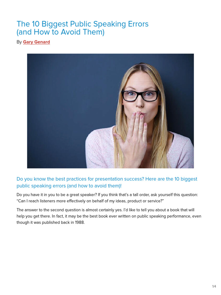 10 Biggest Public Speaking Errors and How To Avoid Them | PDF | Jokes | Public Speaking