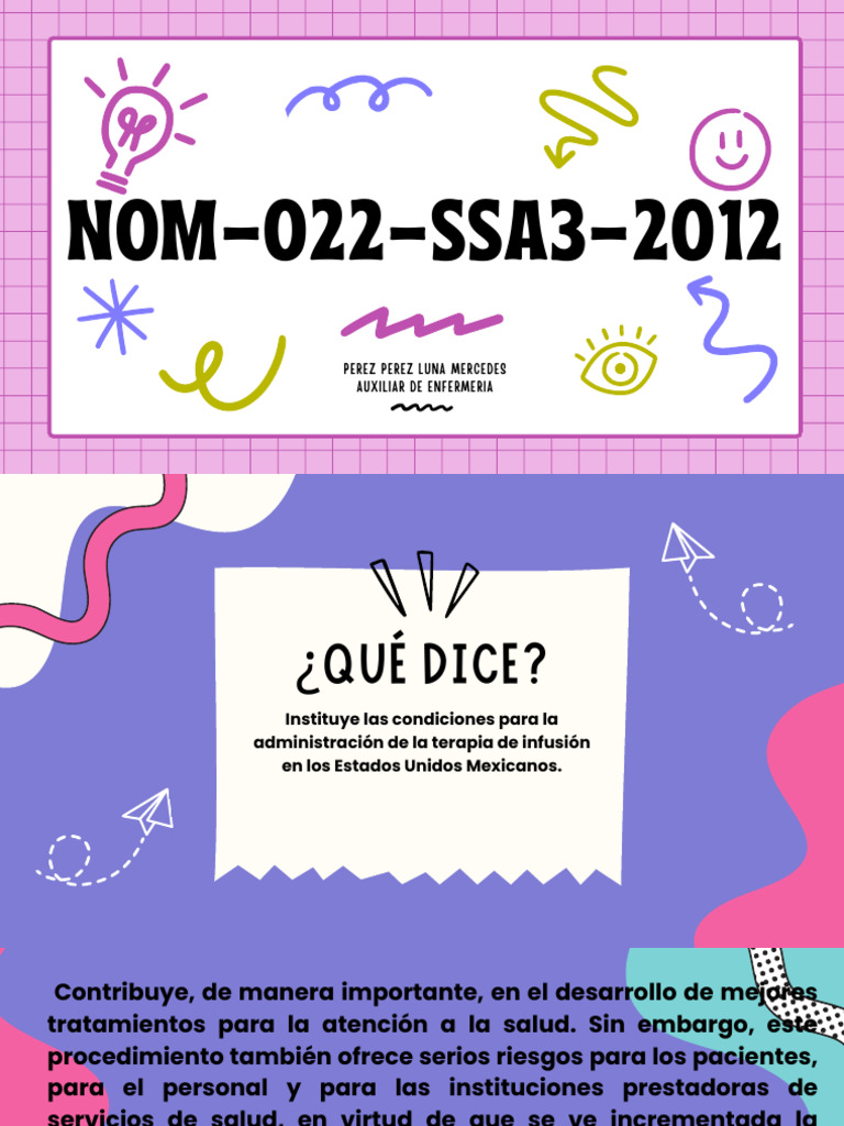 Nom 022 Ssa3 2012 Exposicion Luna Mercdes | PDF | Terapia intravenosa | Medicina CLINICA