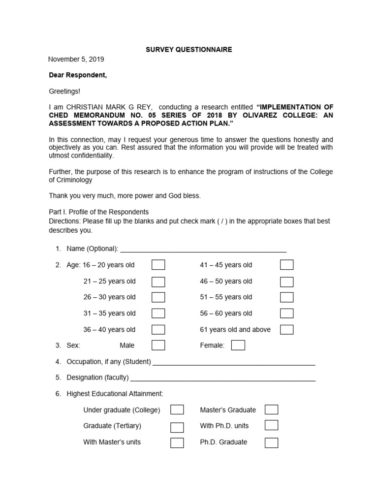 Chan Survey Questionnaire | PDF | Curriculum | Libraries