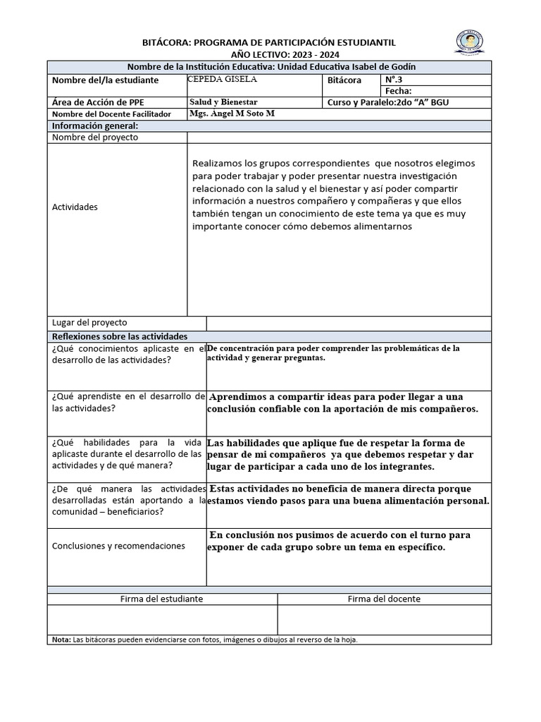 Anexo 10 Bitácora 3 | PDF