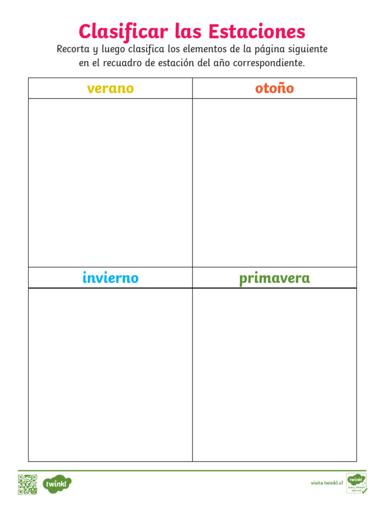 Guía de Trabajo Clasificar Las Estaciones Del Año | PDF