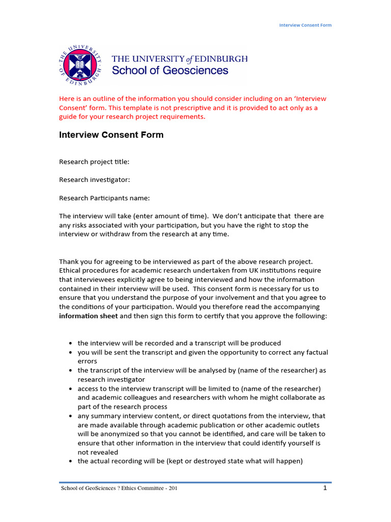 Interview Consent Form | PDF | Consent