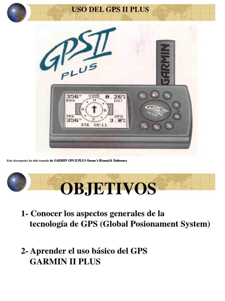Guía de Uso del GPS Garmin II Plus | PDF | Sistema de Posicionamiento ...