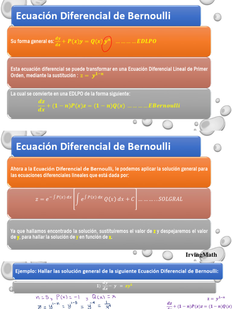 Bernoulli y Lagrange | PDF | Ecuaciones | Ecuaciones diferenciales
