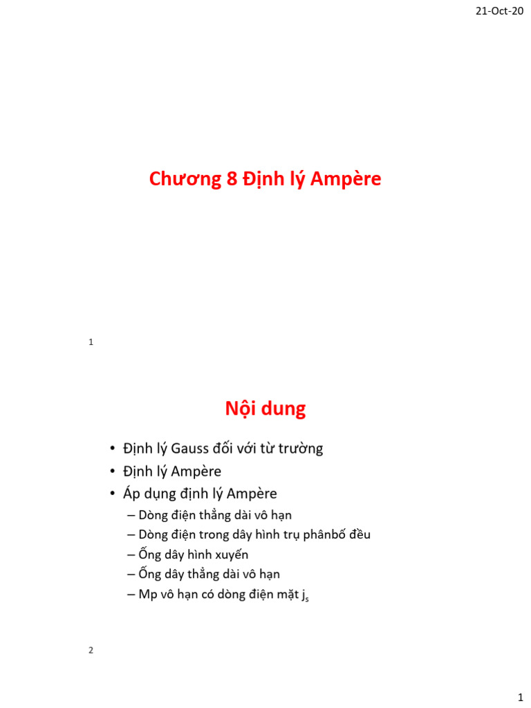 PFIEV - PHYS2 - Ch08 - Định Lý Ampère | PDF
