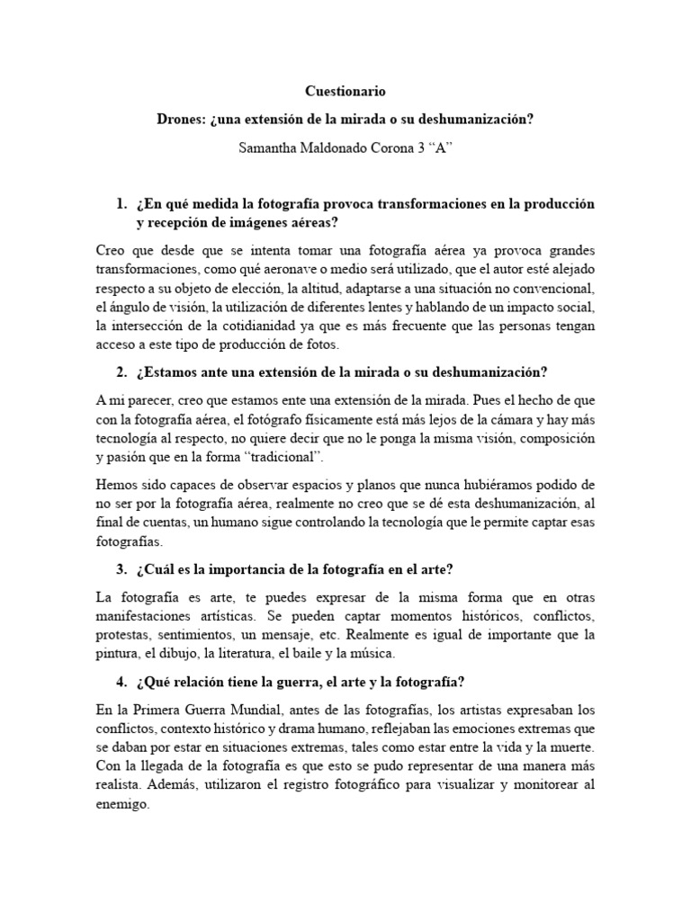 Cuestionario Drones Samantha Maldonado Corona 3a | PDF | Libros para ...
