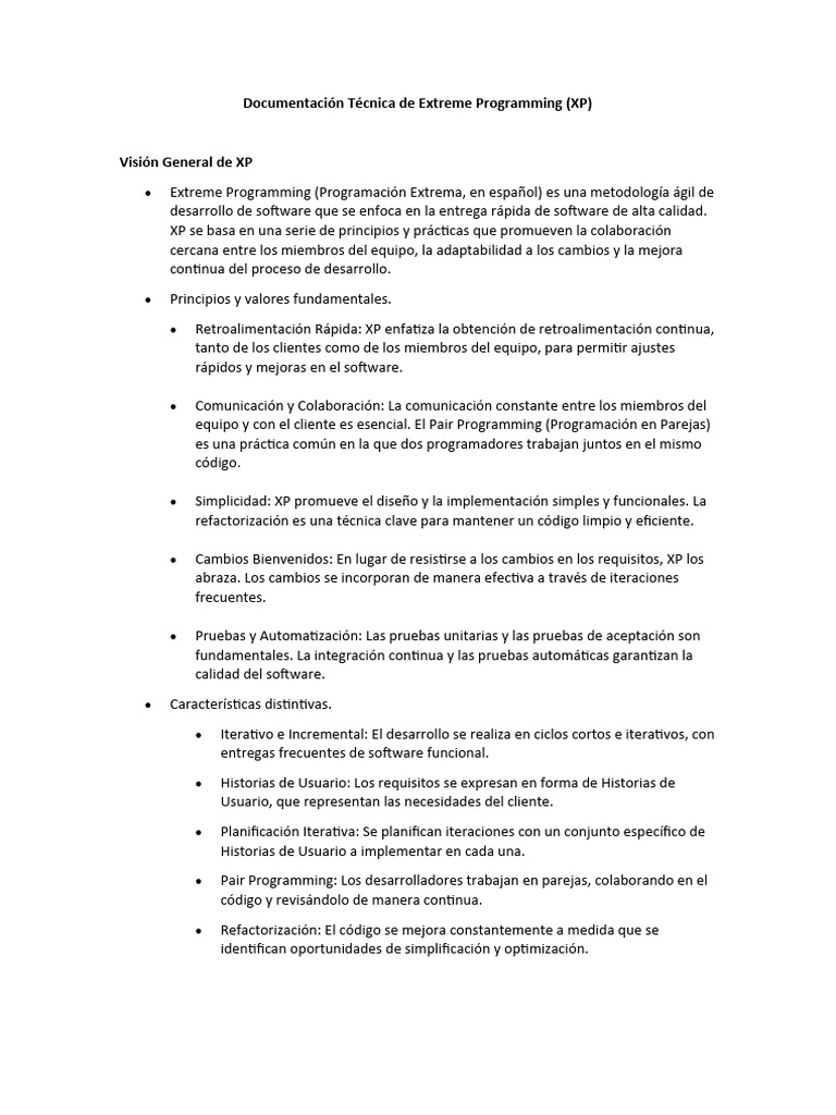 Documentación Técnica de Extreme Programming | PDF | Software ...