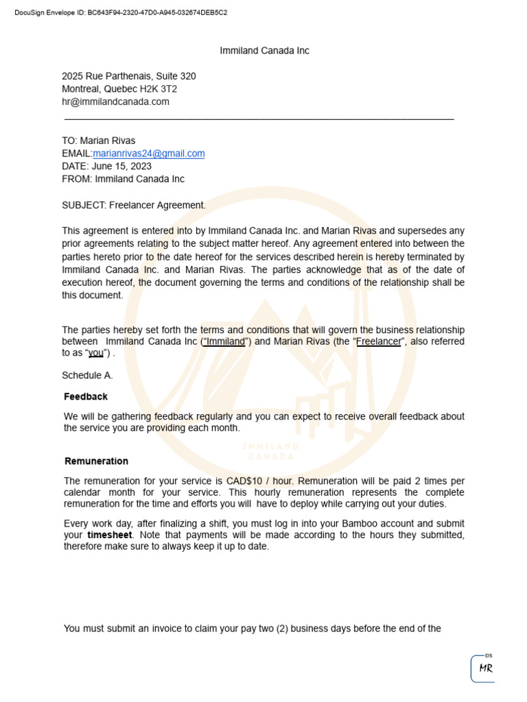 Contrato Marian Rivas | Download Free PDF | Freelancer | Taxes