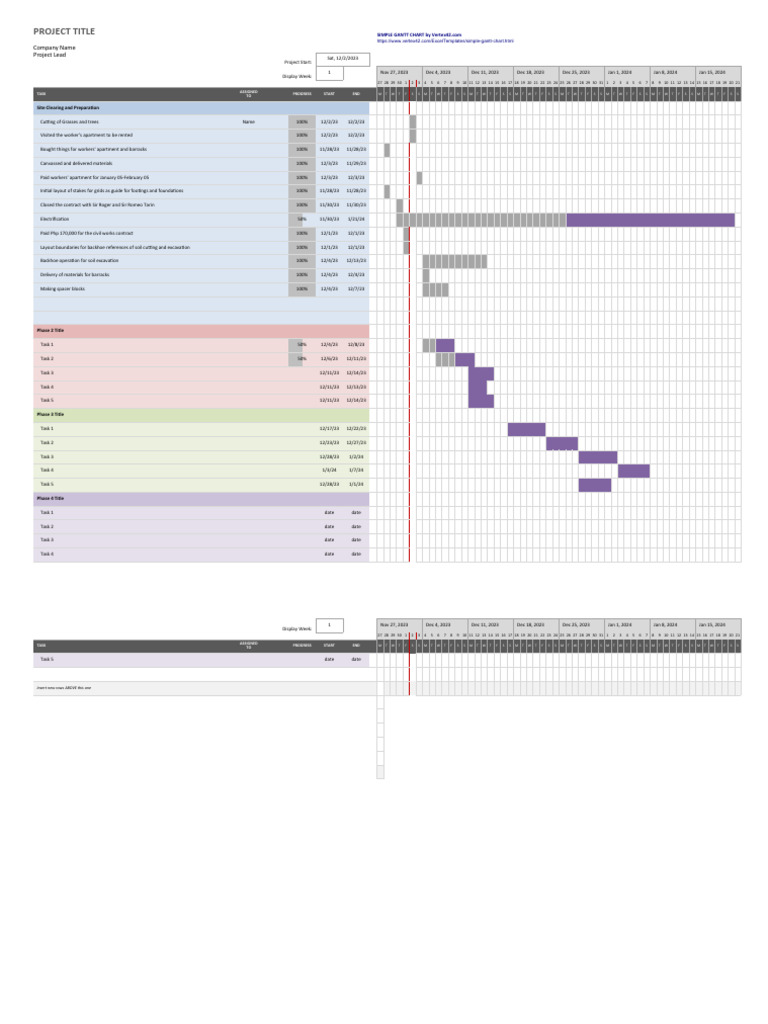 Simple Gantt Chart1 | PDF | Worksheet