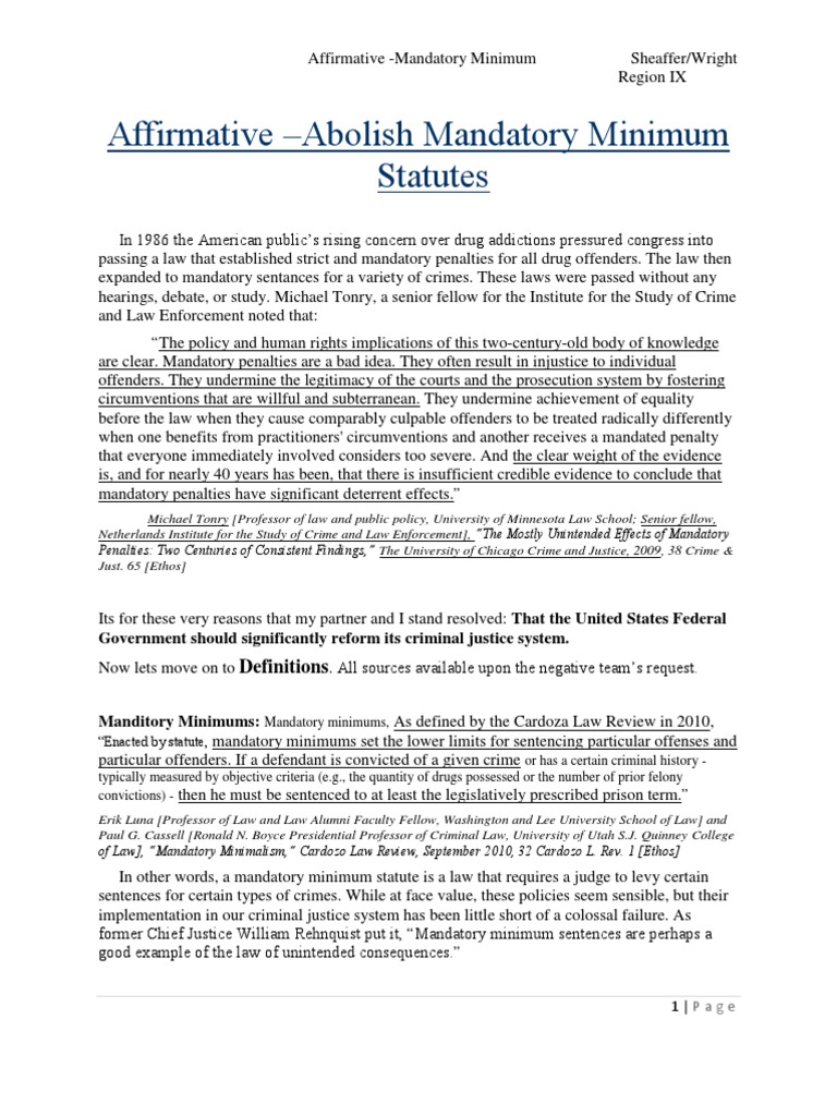 Reforming Federal Mandatory Minimums | PDF | Mandatory Sentencing | Prison