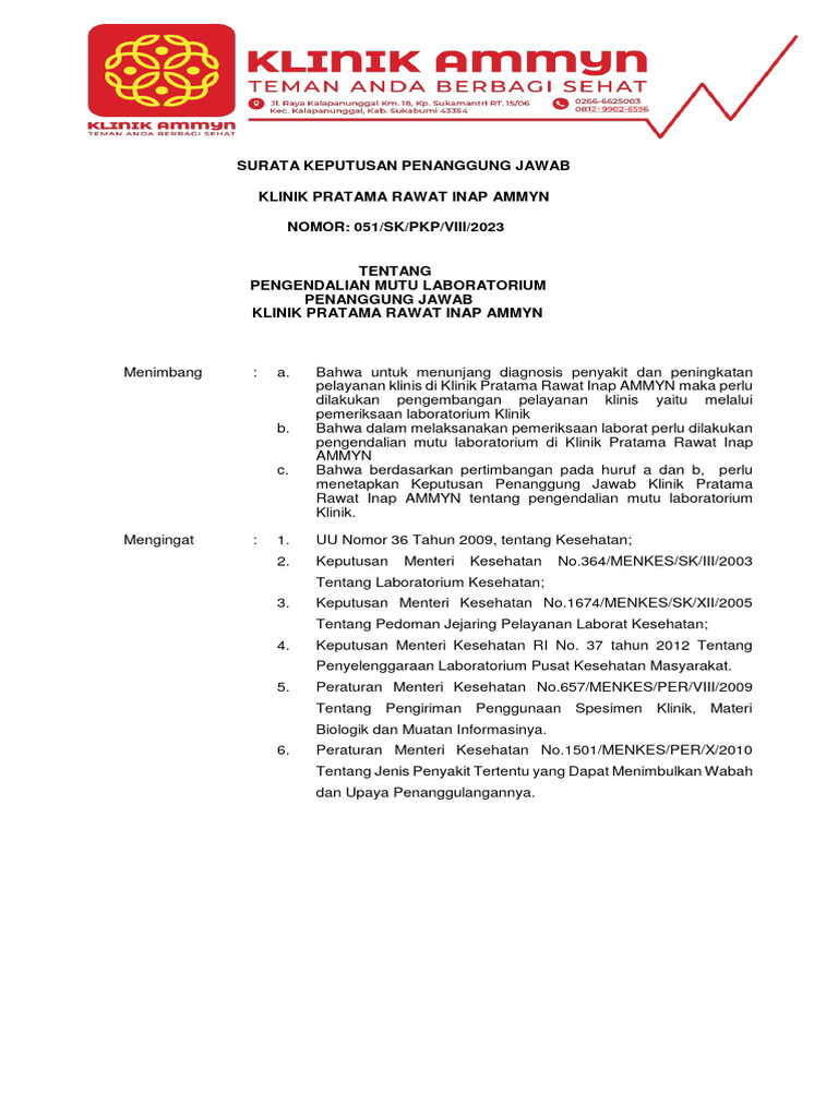 SK Pengendalian Mutu Lab | PDF