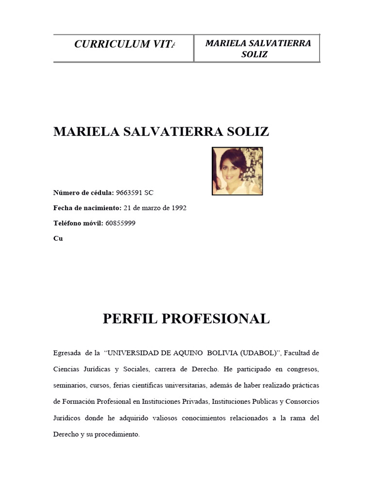 Modelo de Currículum Vitae | PDF | Bolivia | Universidad