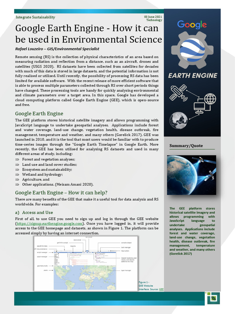 Google Earth Engine In Environmental Science Pdf Satellite Imagery