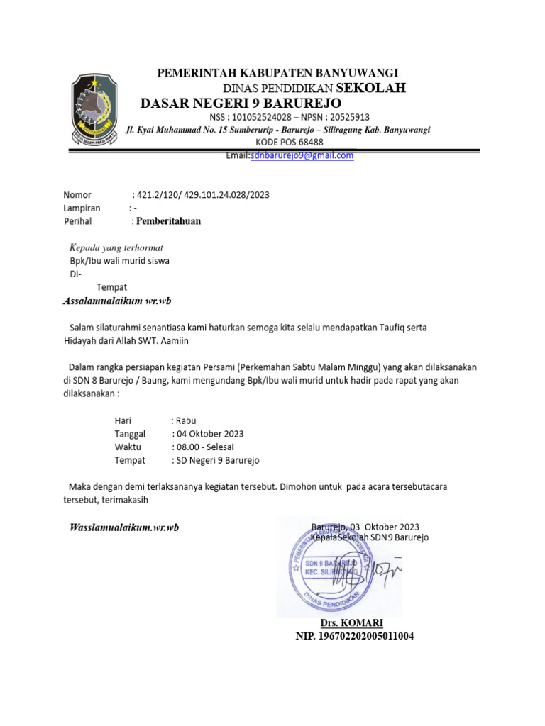 Undangan Rapat Persiapan Persami | PDF