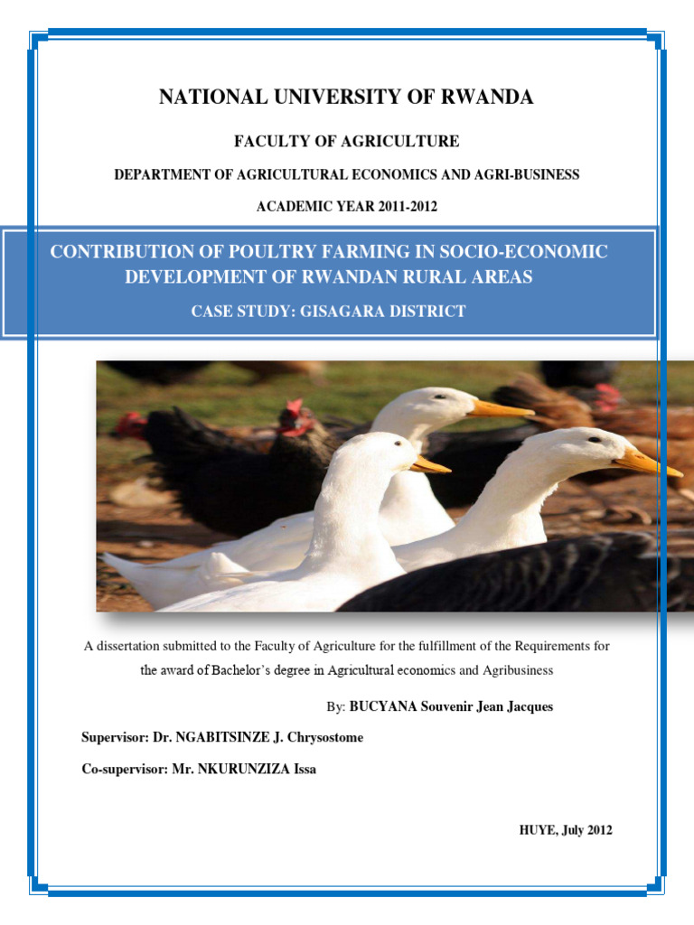Poultry and Socio Economic Rural Development in Rural Rwandan Areas ...