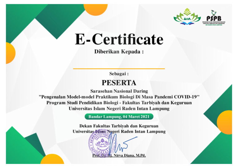 E Certificate Peserta | PDF