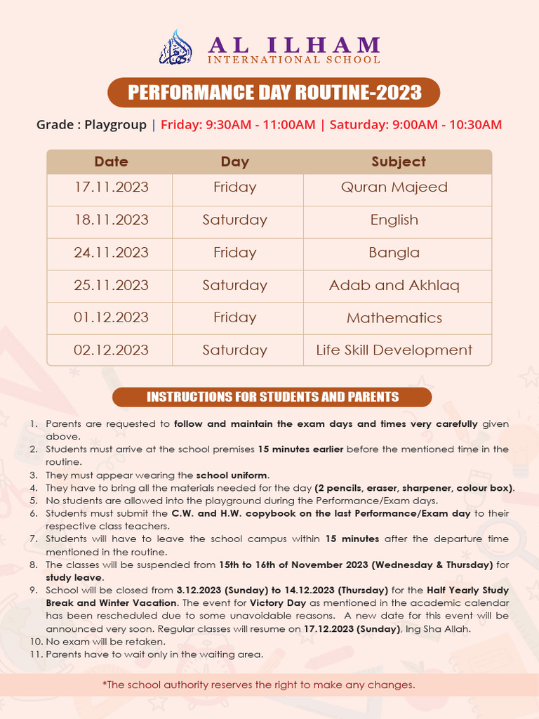 Routine (Half Yearly 2023-24) | PDF | Academic Term