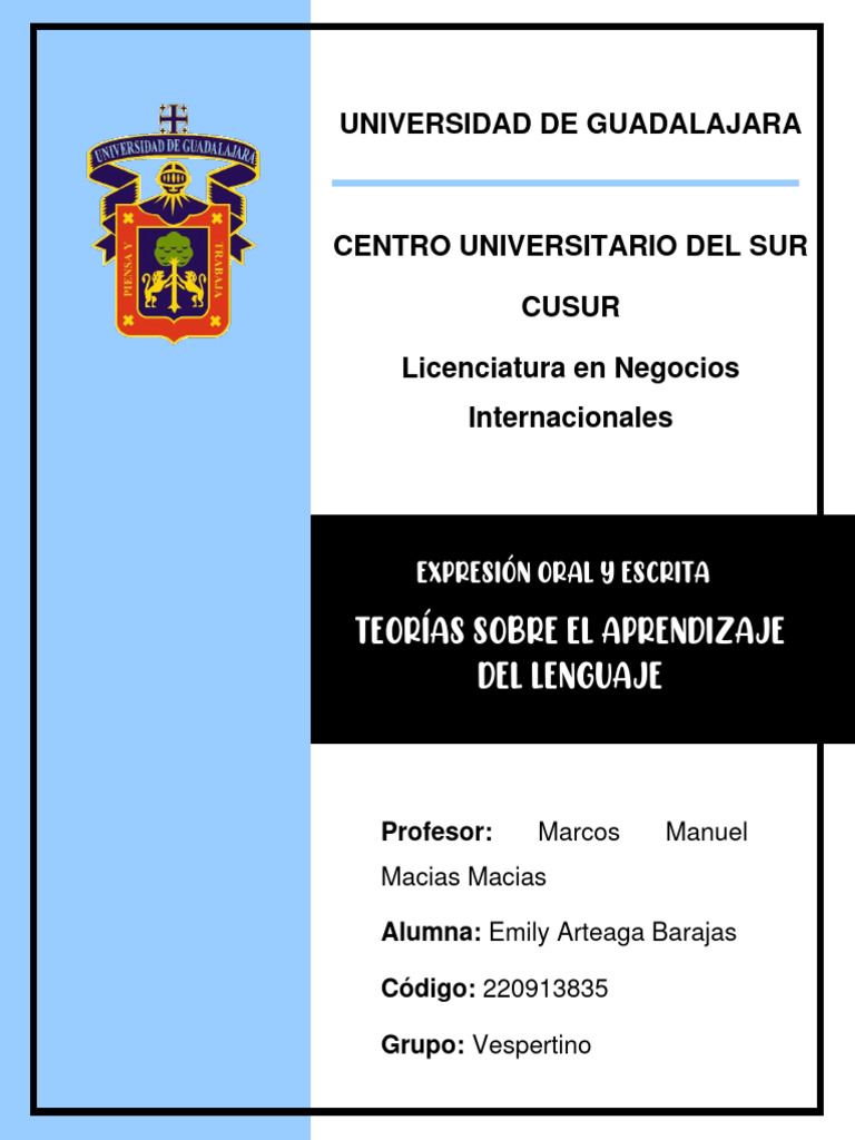 Tarea 1.1_Teorías del lenguaje_Emily Arteaga Barajas | PDF | Aquisición de idioma | Aprendizaje