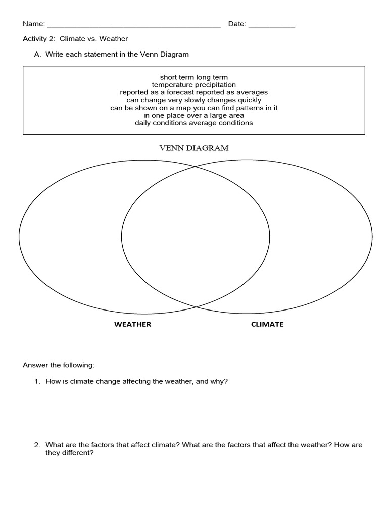 Weather vs. Climate Activity Guide | PDF | Weather | Climate