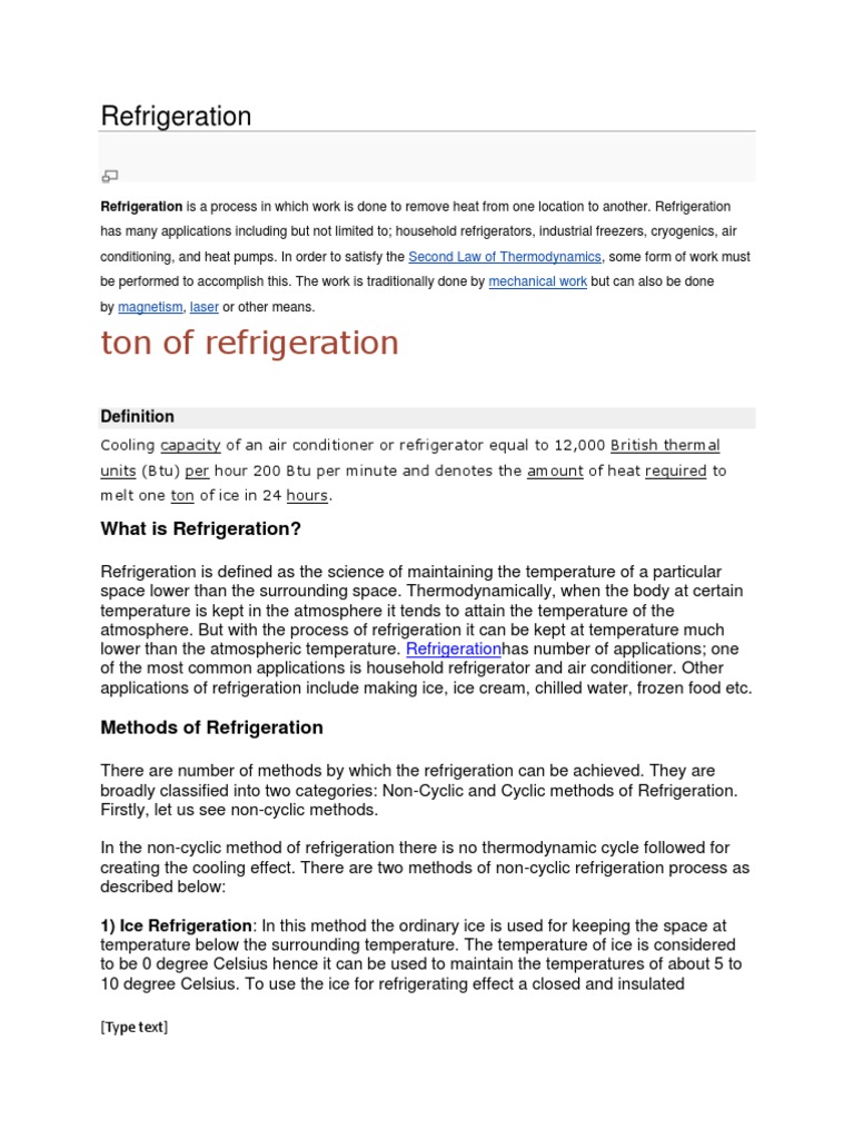 Refrigeration | PDF | Refrigerator | Air Conditioning