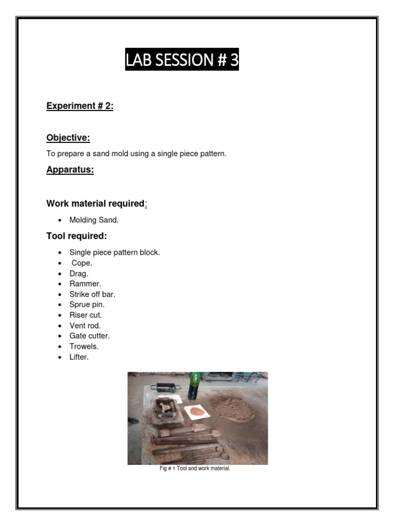 LAB SESSION NO 3 Material and Manufacturing | PDF | Casting | Building ...