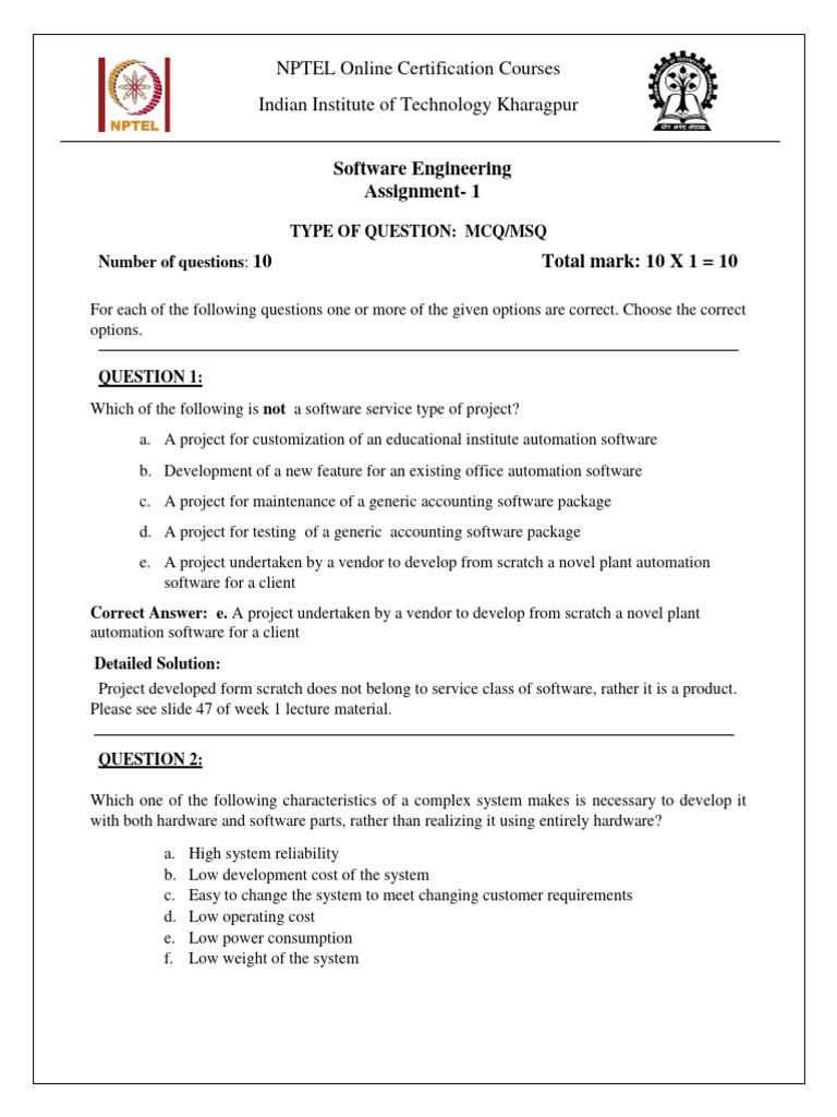 Software Engineering - 2023 - Assignment 1 | PDF | Reliability ...