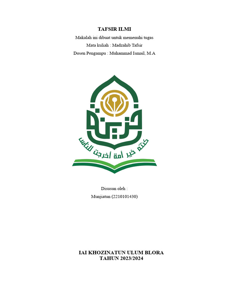 Pengertian dan Karakteristik Tafsir Ilmi | PDF
