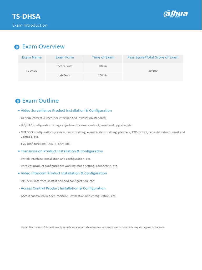 TS DHSA Exam Outline | PDF
