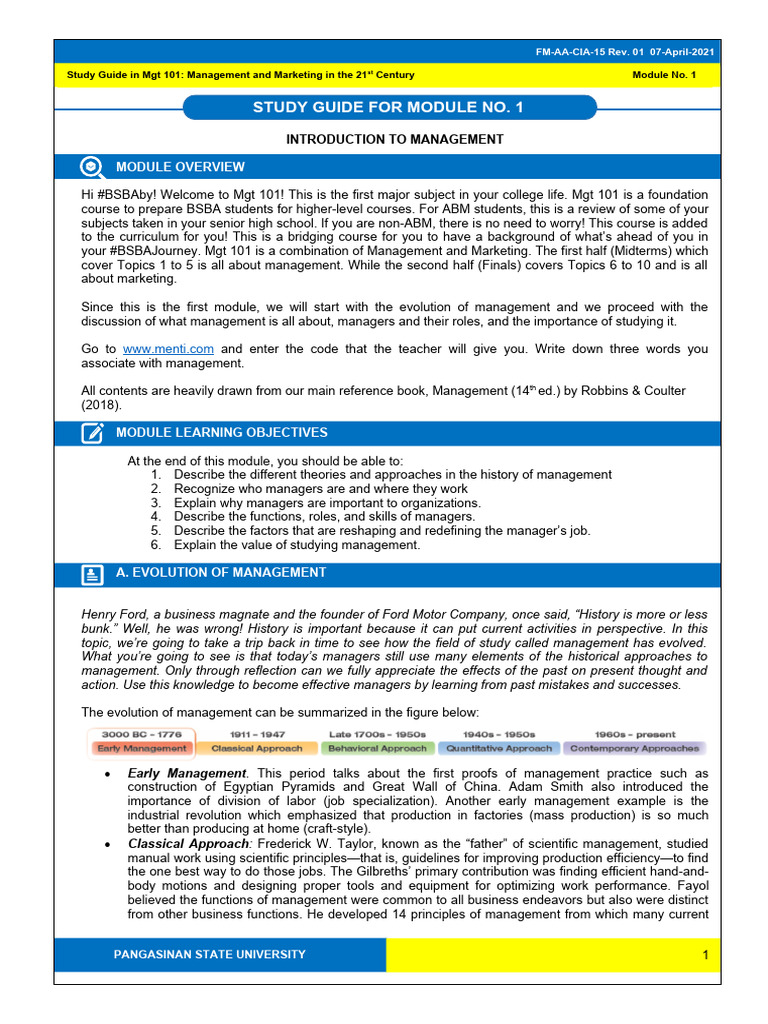 MGT 101 SG 1 | PDF | Business