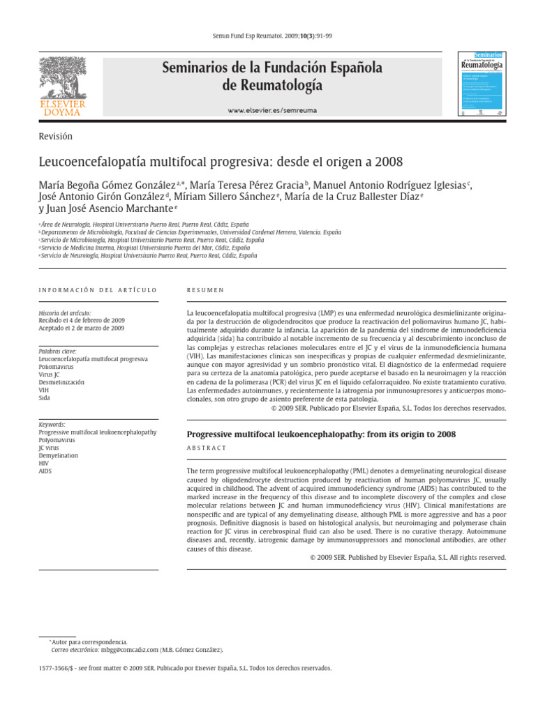Leucoencefalopatia Multifocal Progresiva | PDF | Virus | VIH / SIDA