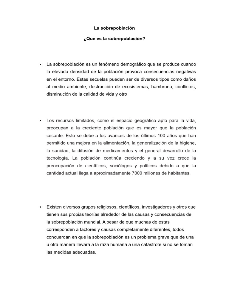 La Sobrepoblación (Ecologia 6to Jesús Eduardo López Yañez) | PDF ...