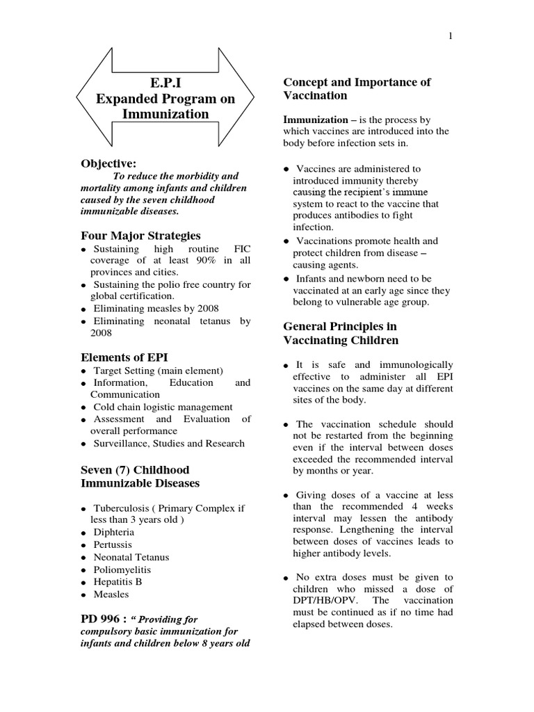 EPI Vaccination Guidelines and Strategies | PDF | Vaccination | Vaccines